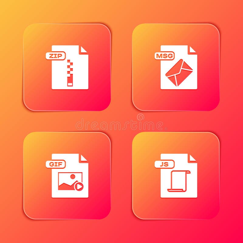 Set ZIP File Document, MSG, GIF and JS Icon. Vector Stock Vector ... Set ZIP File Document, MSG, GIF and JS Icon. Vector Stock Vector ...