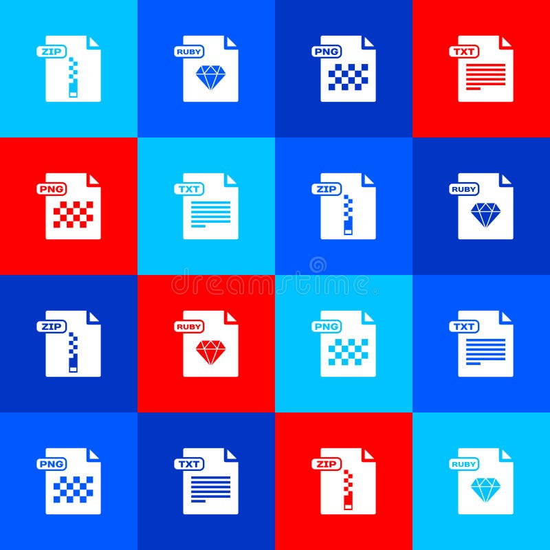 Set ZIP File Document, RUBY, PNG and TXT Icon. Vector Stock Vector ... Set ZIP File Document, RUBY, PNG and TXT Icon. Vector Stock Vector ...