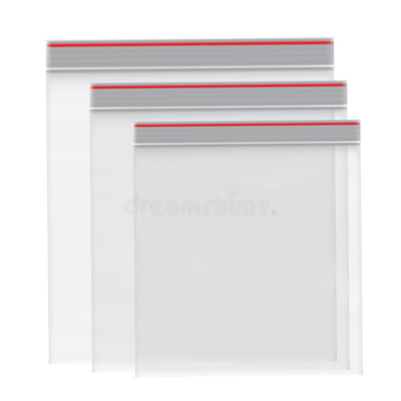Set of Ziplock Empty Transparent Plastic Packaging Bag Stock Vector ...