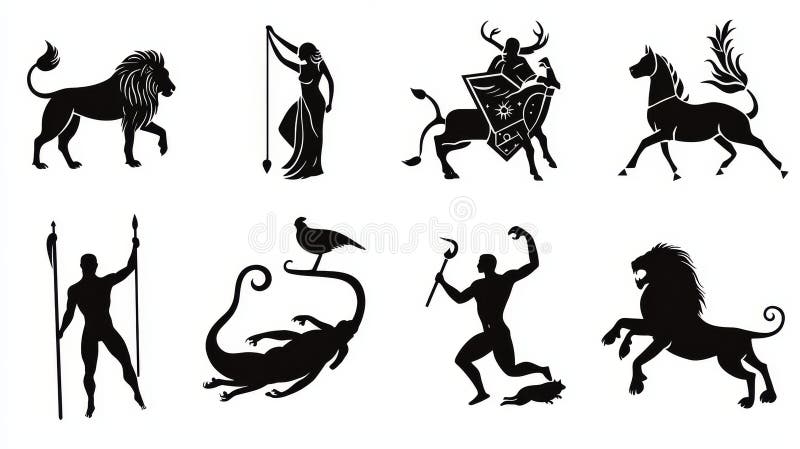 Set of Zodiac Signs and Ruling Planets. Icons of Horoscopes and ...