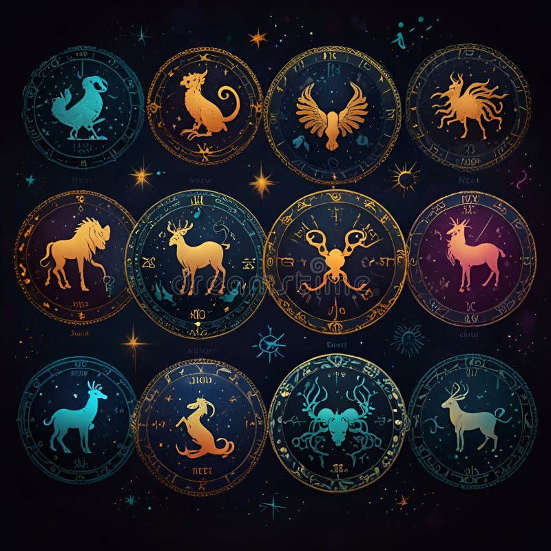 Set Of Zodiac Signs Twelve Signs Of Zodiac Created With Generative Ai