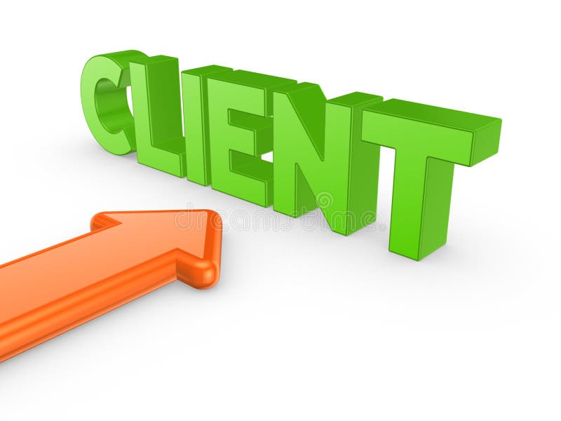 Seta Alaranjada E Palavra Verde CLIENTE. Ilustração Stock - Ilustração ...