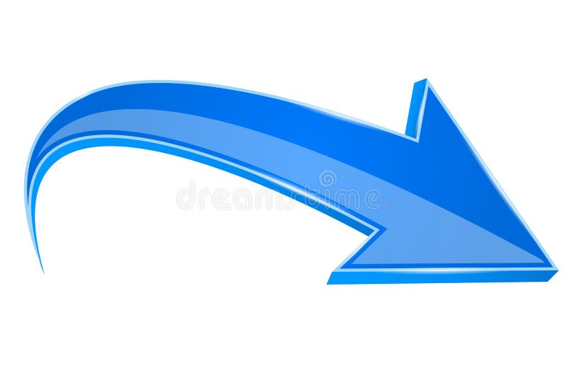 Seta azul sinal 3D ilustração do vetor. Ilustração de curvado - 124432781