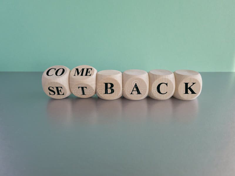 Setback or Comeback Symbol. Turned Cubes and Changes the Expression ...