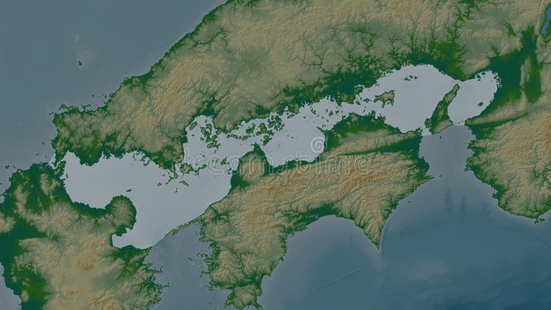 Seto Naikai or Inland Sea Highlighted. Physical Map Stock Illustration ...
