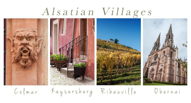 Various Views of Alsatian Villages - Collage with Text Stock Image ...