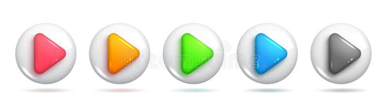 Sets of 3d Realistic Play Buttons. Colourful Play Buttons for Modern ...