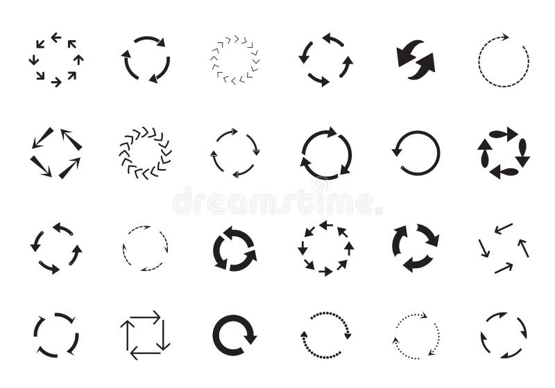 Sets of Black Circle Arrows. Vector Icons Stock Vector - Illustration ...