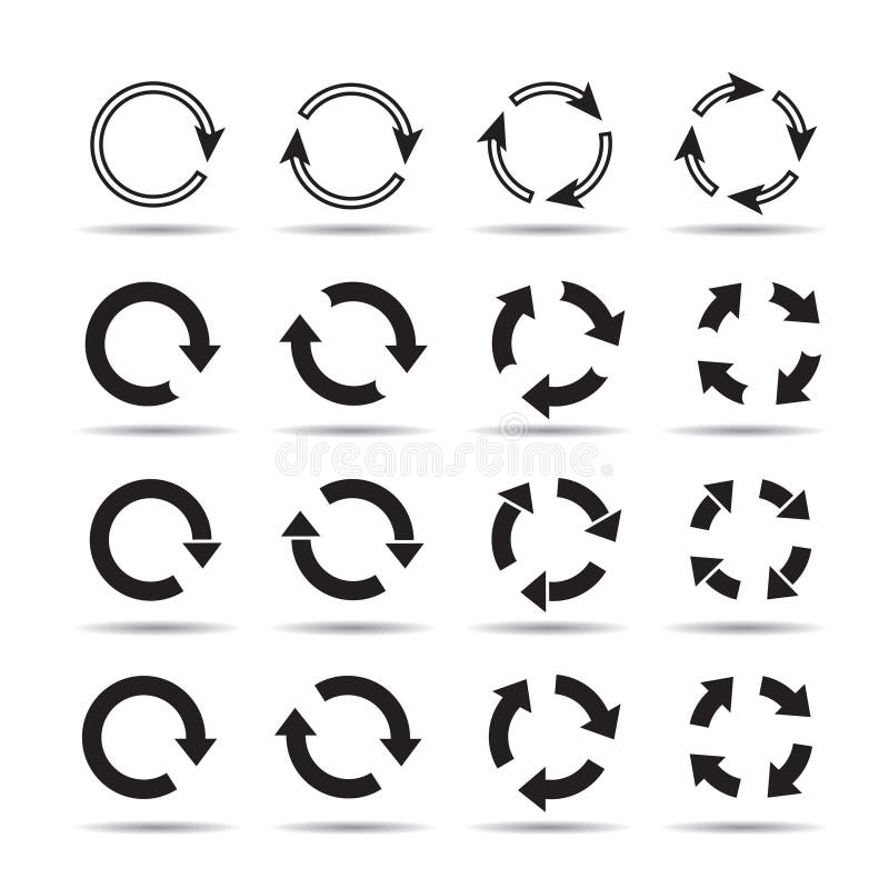 Sets of Black Circle Arrows. Vector Icons Stock Vector - Illustration ...