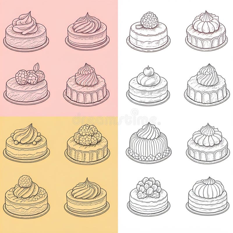 3 Sets of Cakes, 8 Pieces of White Set, 4 Pieces of Pink Set, 4 Pieces ...