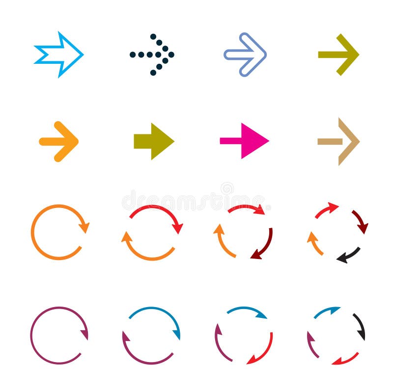 Sets of Color Circle Arrows. Vector Icons Stock Vector - Illustration ...