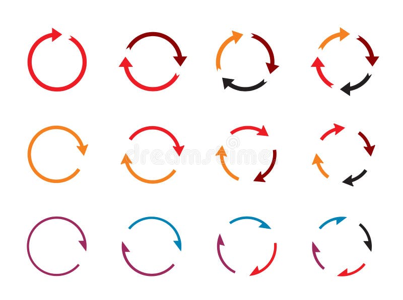 Sets of Color Circle Arrows. Vector Icons Stock Illustration ...