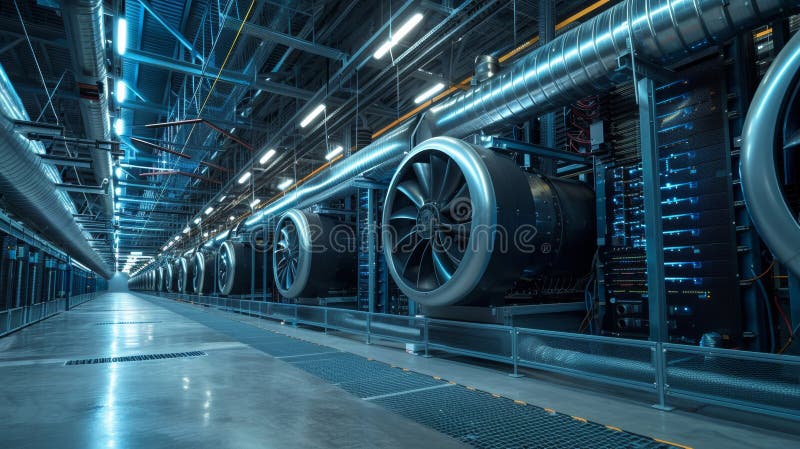Sets of Cooling Towers in Data Center Building. Stock Image - Image of ...