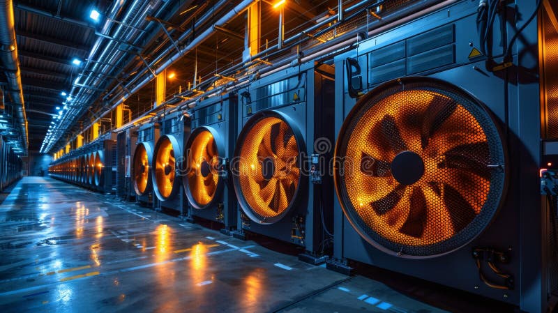 Sets of Cooling Towers in Data Center Building. Stock Photo - Image of ...