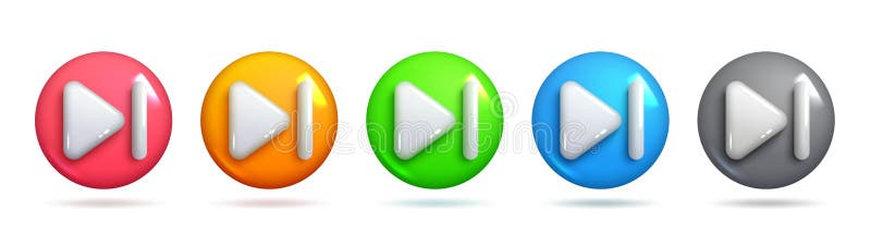 Sets of 3d Icons of Next Button. 3d Realistic Modern Minimalist Icons ...