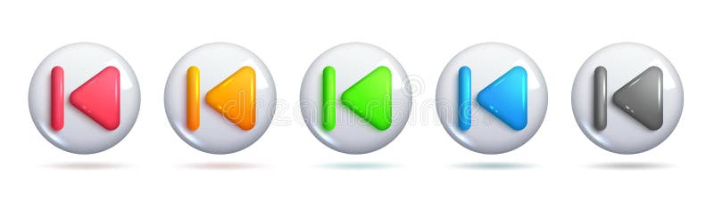Sets of 3d Icons of the Previous Button. 3d Realistic Modern Minimalist ...