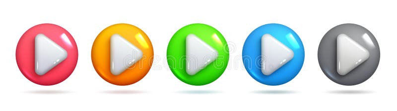 Sets of 3d Realistic Play Buttons. Colourful Play Buttons for Modern ...