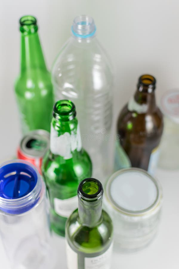 Sets of Empty Pot, Bowl, Glass Bottles and Plastic Bottles with No ...