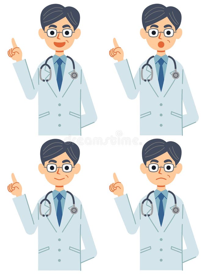 A Set of 4 Facial Expressions of Doctors and Scholars Who Say `okay ...