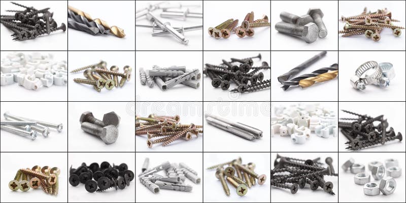 Sets of Fastening Hardware, Building Drills Stock Photo - Image of work ...