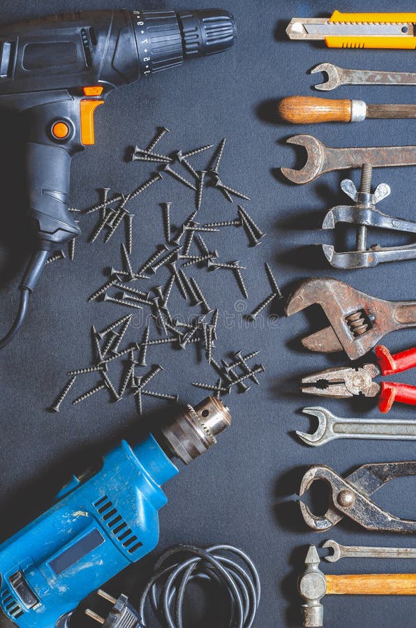 Sets of Hand and Power Tools for Repair Stock Image - Image of ...