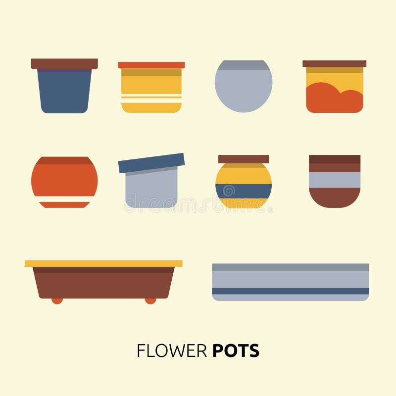 Sets Icon of Flower Planter Pots Vector Stock Vector - Illustration of ...