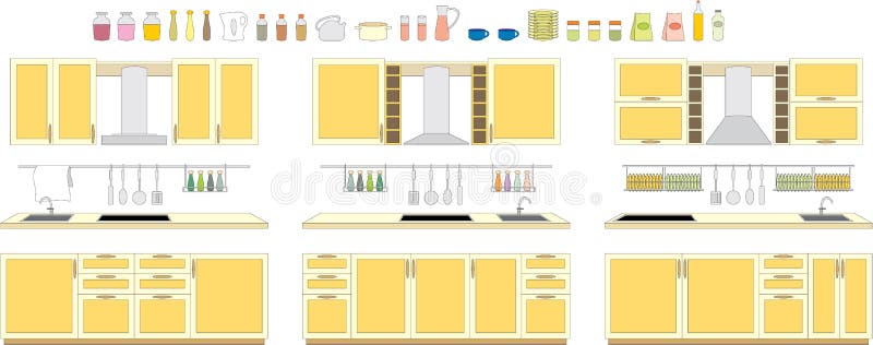 Sets of kitchen furniture stock vector. Illustration of cook - 24402626
