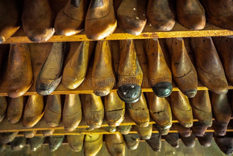 Sets of Old Wooden Shoe Forms Stock Photo - Image of work, strap: 259365260