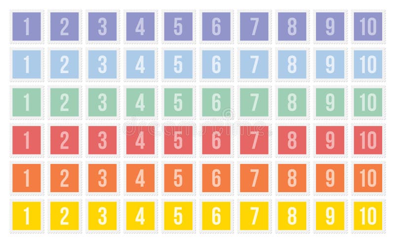 Sets of Postage Stamps with Numbers Stock Vector - Illustration of ...