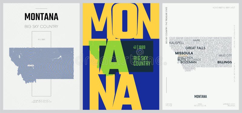 41 of 50 Sets, US State Posters with Name and Information in 3 Design ...