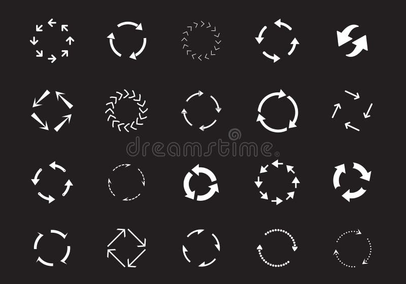 Sets of White Circle Arrows. Refresh Arrows Vector Icons Stock Vector ...