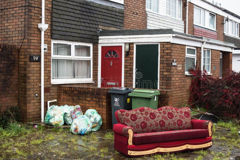 Settee and Refuse Outside a House Editorial Stock Photo - Image of ...