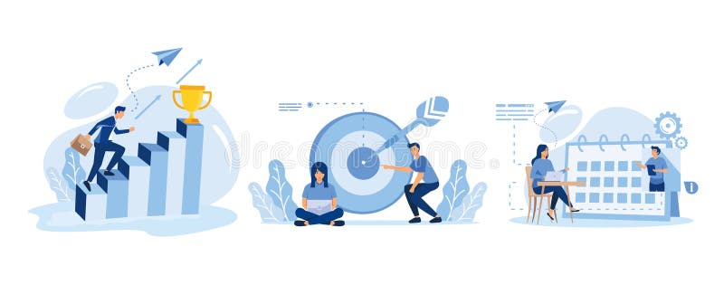 Setting Big Goal Abstract Concept Vector Illustration Set. Business ...