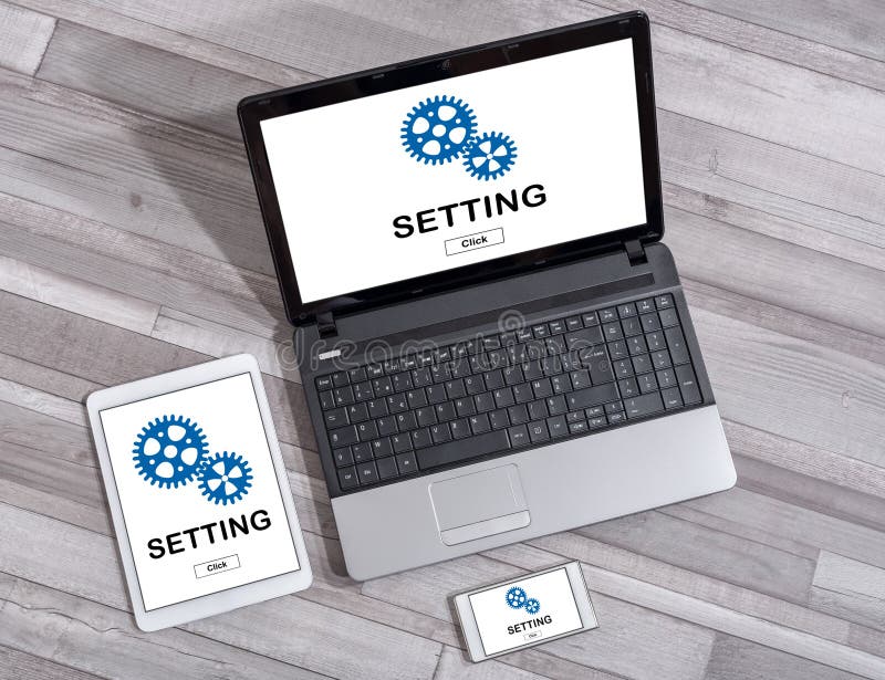 Setting Concept on Different Devices Stock Image - Image of business ...