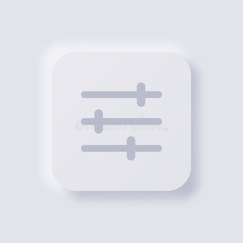 Setting and Control Icon, White Neumorphism Soft UI Design for Web Design. Stock Vector ...