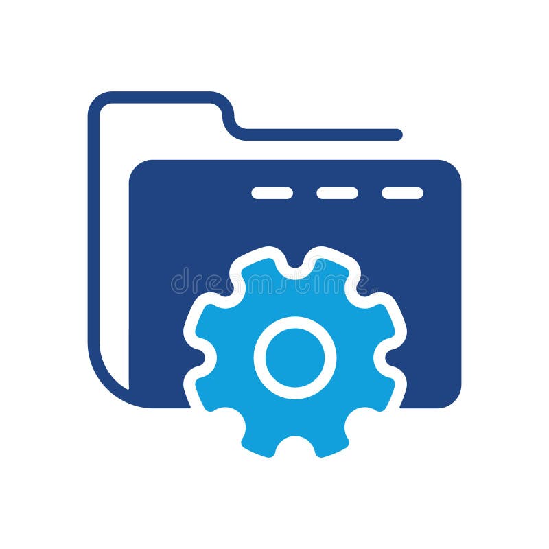 Setting of Data Folder Color Icon. Computer Folder with Gear Silhouette ...