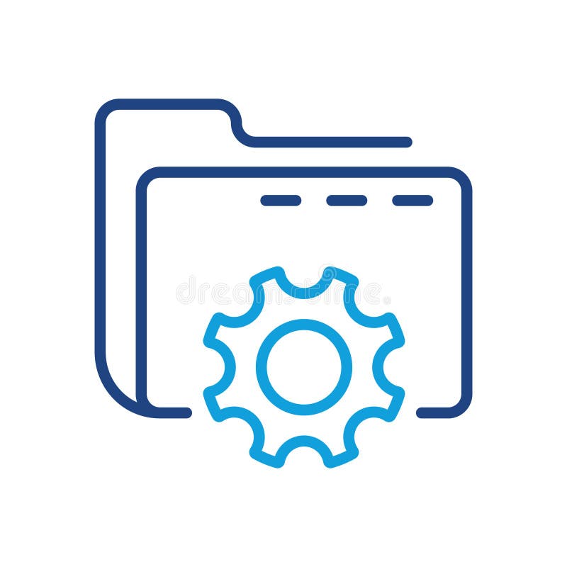 Setting Of Data Folder Color Line Icon Computer Folder With Gear