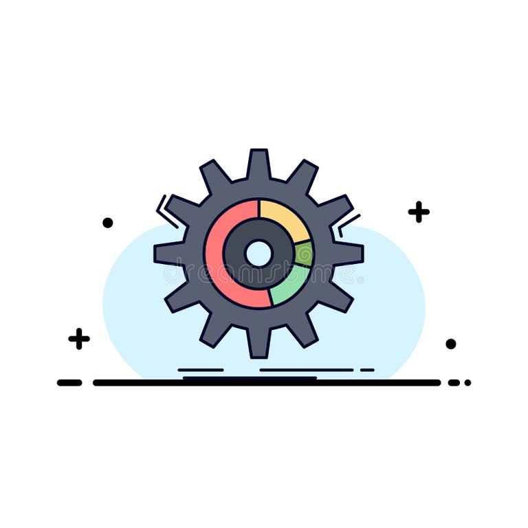Setting, Data, Management, Process, Progress Flat Color Icon Vector ...