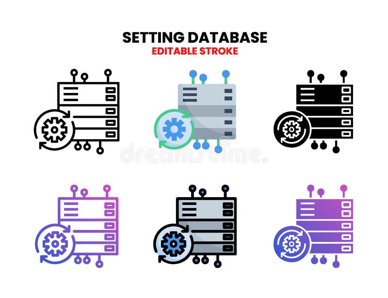 Setting Database Icon Set With Different Style Stock Illustration Illustration Of Networking