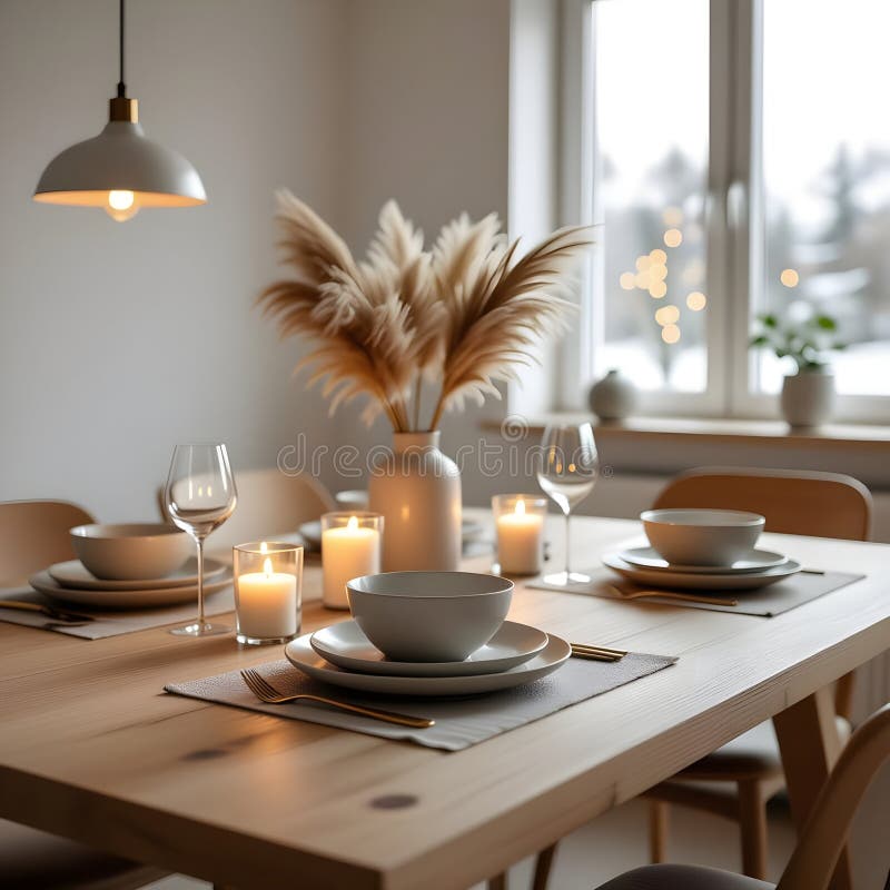 Setting Dining Table for Family Dinner Stock Image - Image of dinner ...
