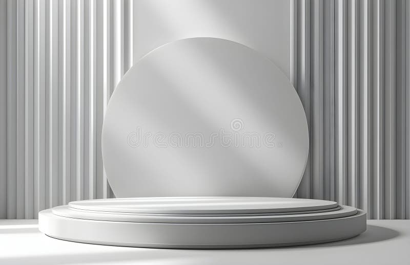 A Modern Minimalist Display Platform Set Against Textured Wall Panels ...