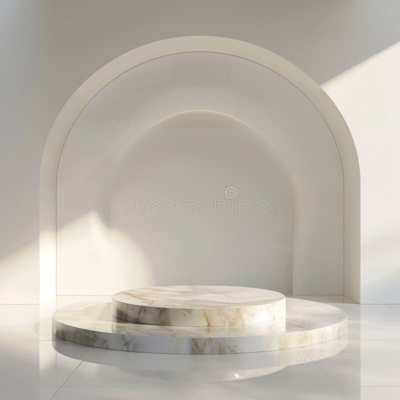 This Setting Features a Stylish Podium with Tiered Marble Platforms ...