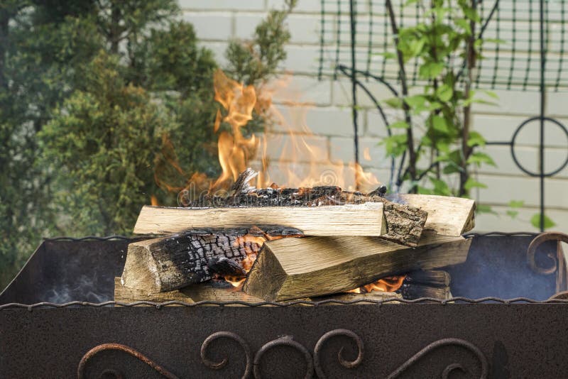 Setting fire for bbq stock image. Image of bonfire, campfire - 80096831
