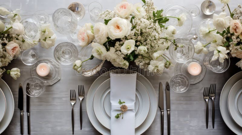 Setting flat lay table stock illustration. Illustration of table ...