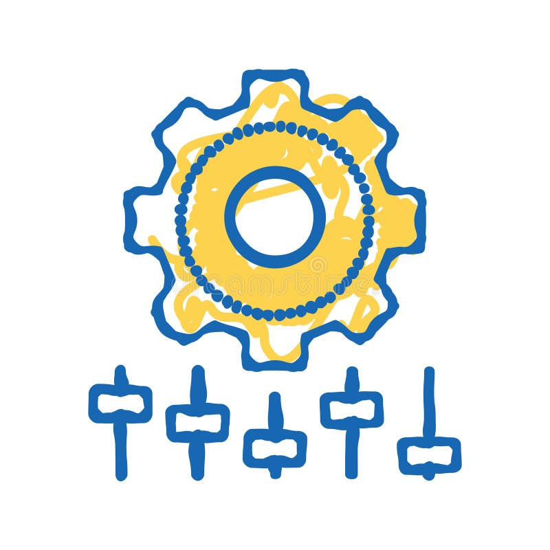 Setting Gear Icon Doodle Illustration Stock Vector - Illustration of ...