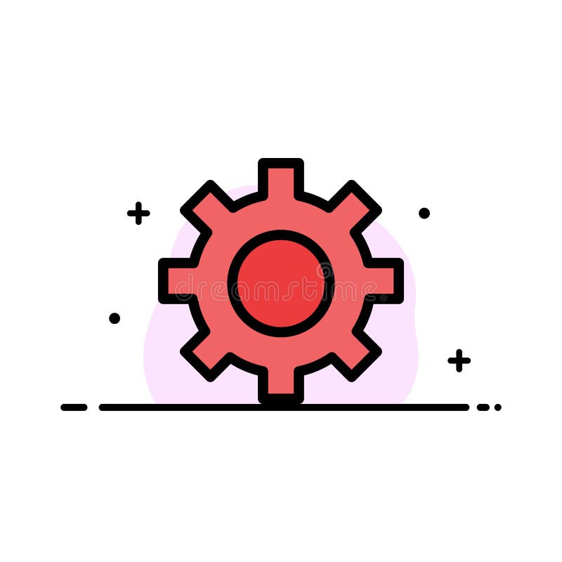 Setting, Gear, Interface, User Business Flat Line Filled Icon Vector ...