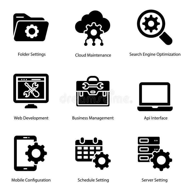 Setting glyph icons stock vector. Illustration of mixer - 132940211
