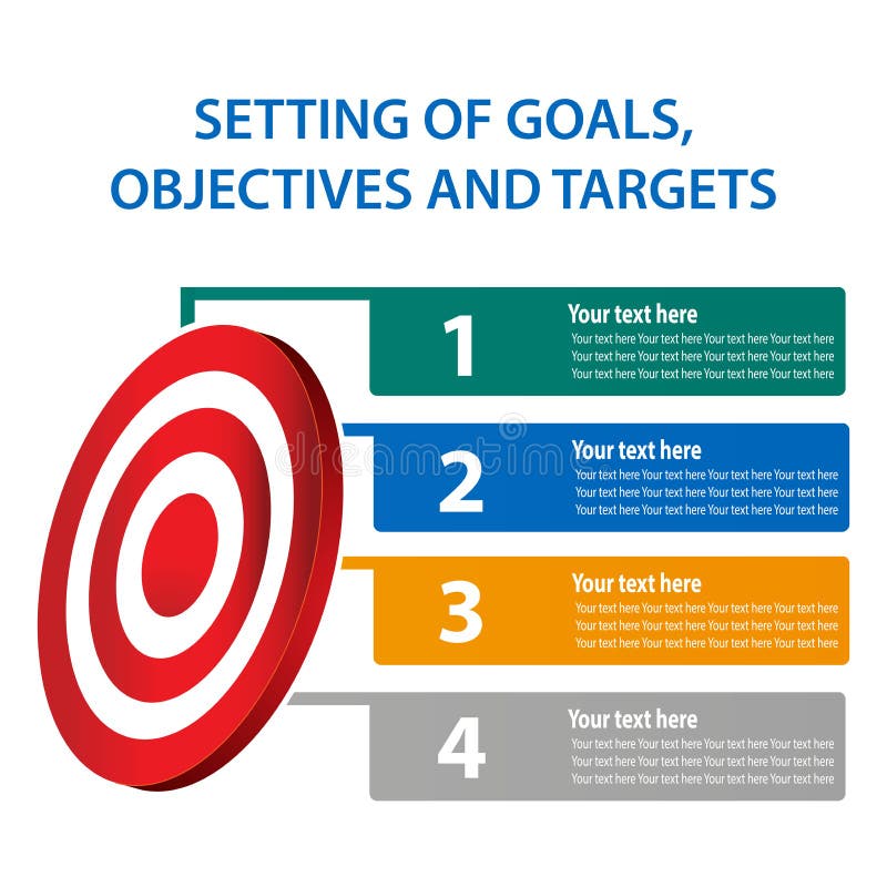 Setting of Goals, Objectives and Targets, Vector Illustration of ...