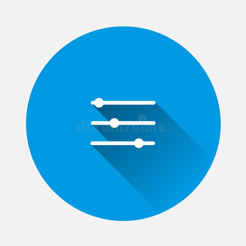 Setting Icon on Blue Background. Flat Image with Long Shadow Stock ...