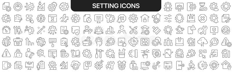 Setting Icons Collection in Black. Icons Big Set for Design Stock ...
